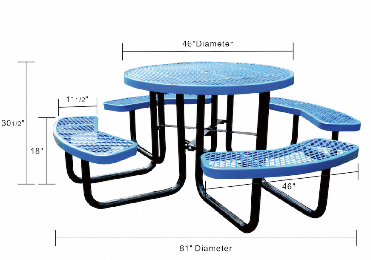 Quick Ship Portable Commercial Picnic Table – 46″ Round – Park Elements