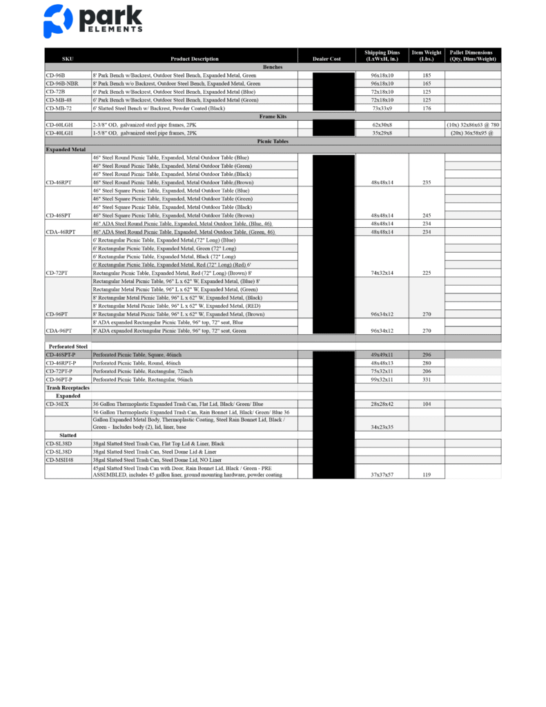 Dealer Files – Park Elements